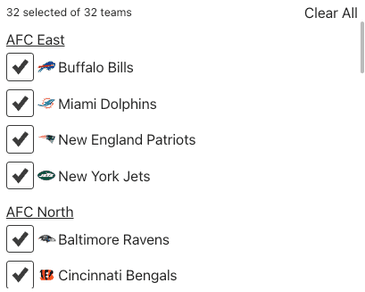 NFL Picker Wheel - Pick a Random NFL Team with Spinner