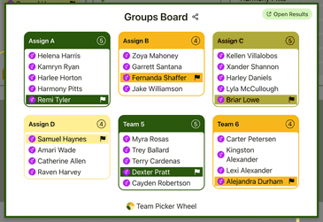 Team Picker Wheel - Randomize a List of Names into Group