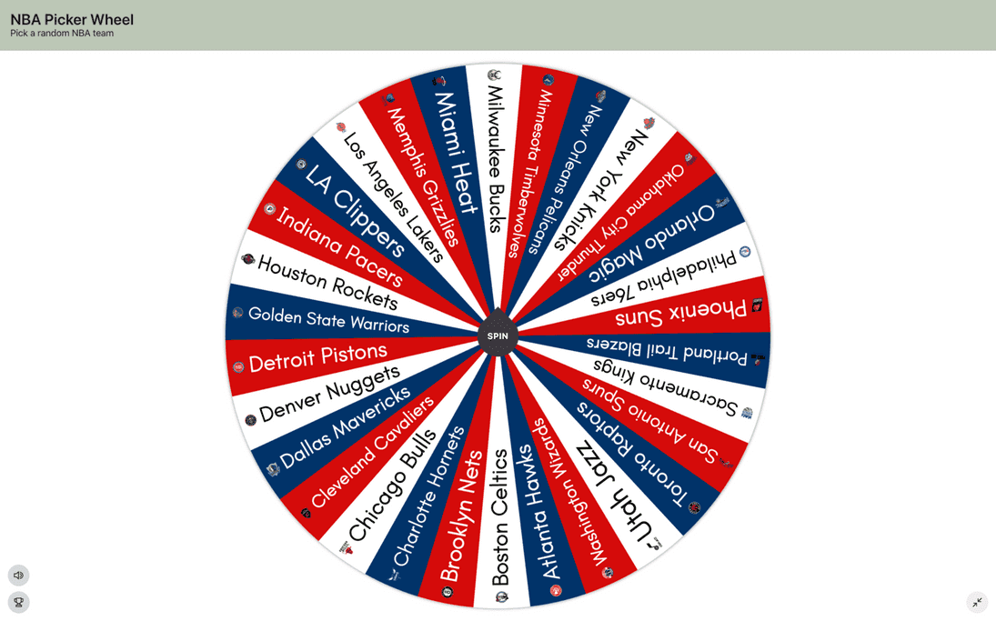 NBA Picker Wheel - A Random NBA Team Generator by Spinning