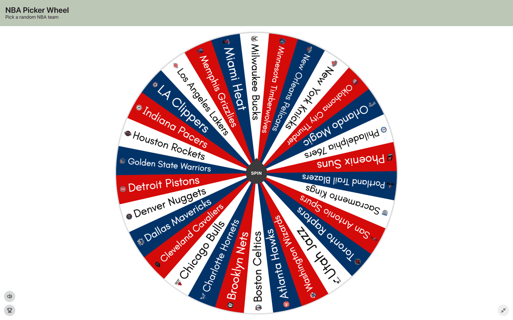 NBA Picker Wheel - A Random NBA Team Generator by Spinning