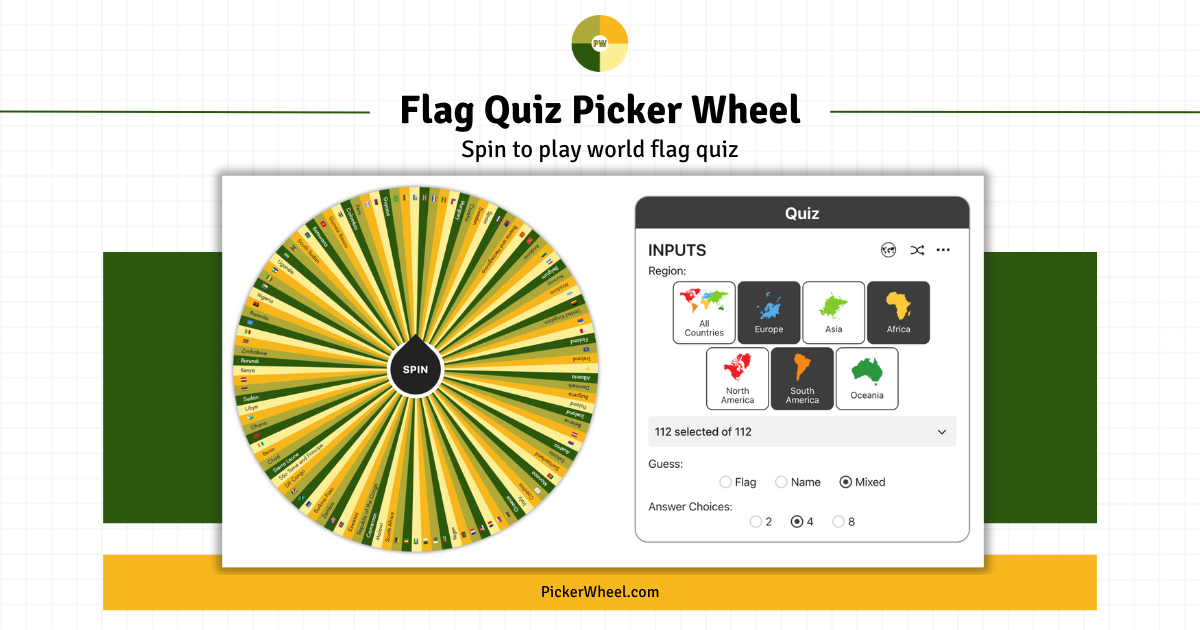 Country Flag Quiz Generator | Flag Quiz Picker Wheel