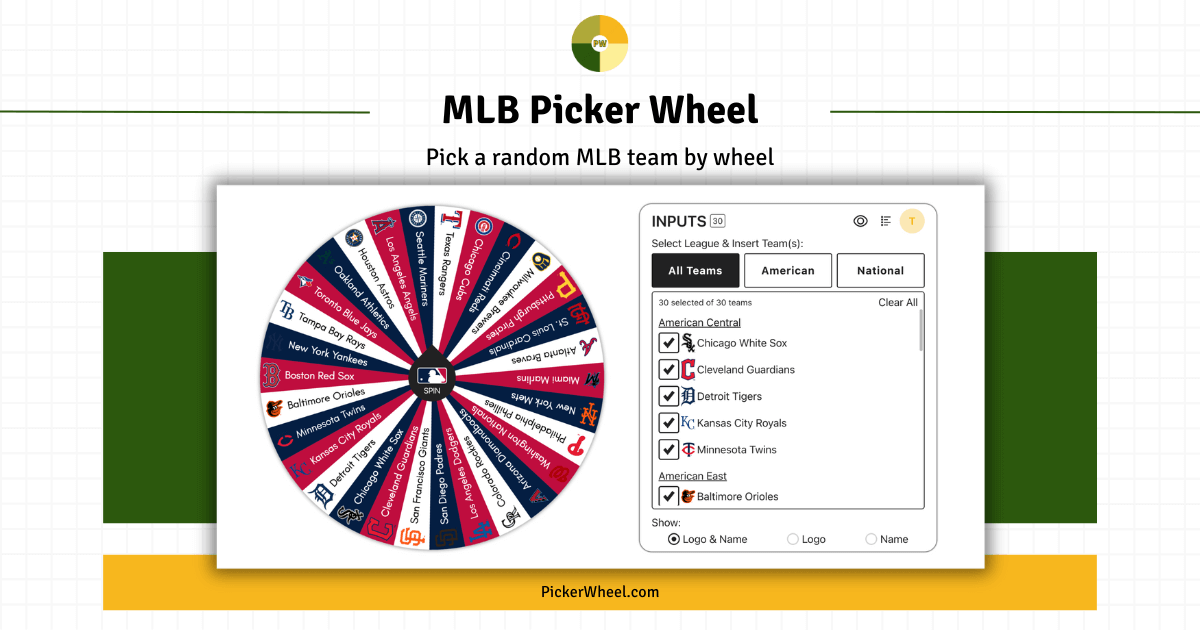 MLB Picker Wheel - Random MLB Team Generator using Spinner