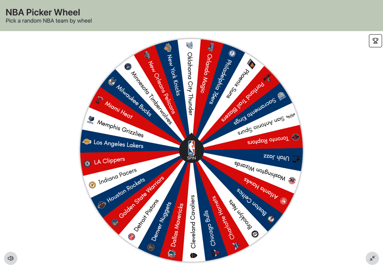 NBA Picker Wheel - A Random NBA Team Generator by Spinning