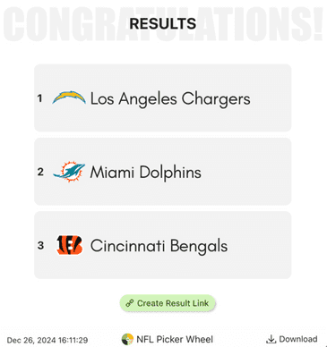 NFL Picker Wheel - Pick a Random NFL Team with Spinner